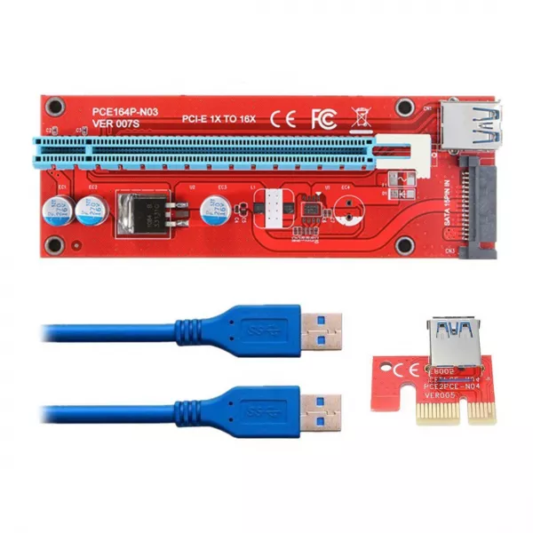 Kit grafic riser card VER007S pentru minat cu placa PCI-E 164P 1x si ...