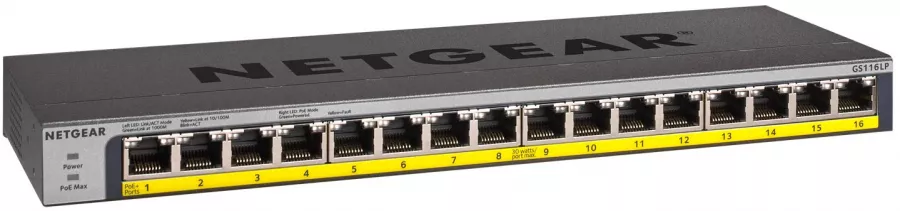 Switch NetGear ProSAFE GS116LP 16 x 10/100/1000 Mbps Gigabit Ethernet ...