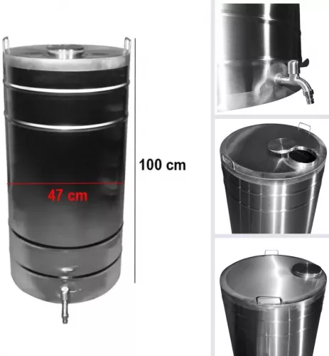 Butoi inox alimentar 180 litri cu dop filet si canea inox b180 - cel.ro