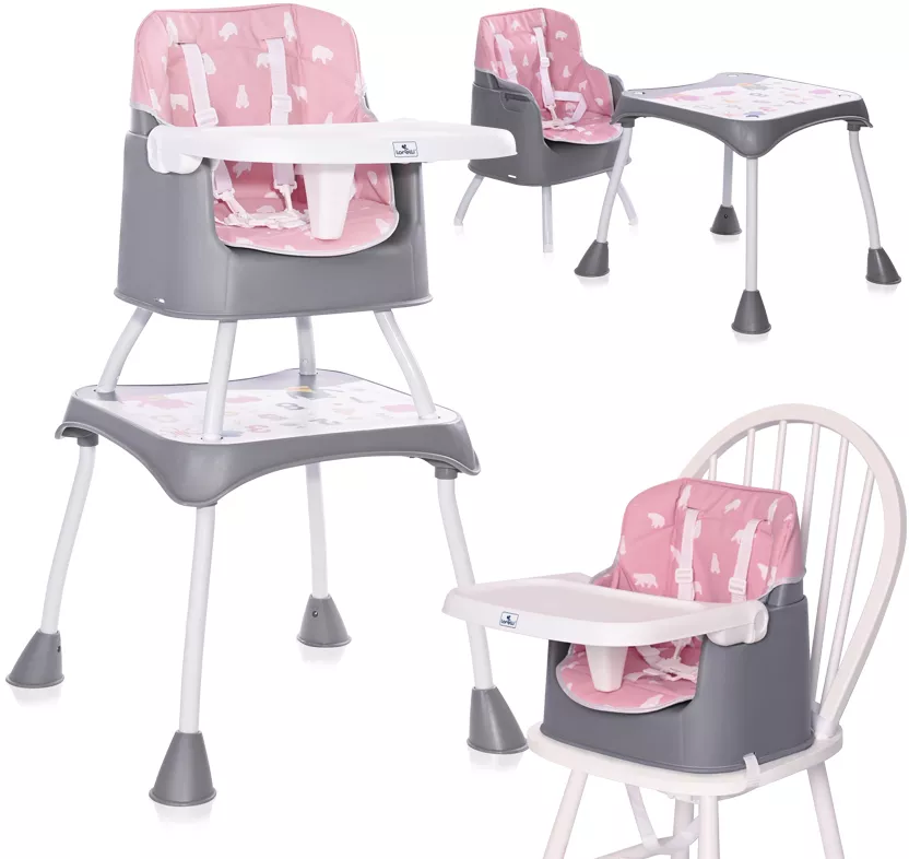 Scaun de masa inalt pentru copii Trick convertibil 3in1 Pink Bears ...