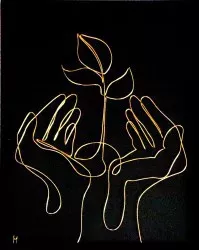 Tablou Nurturing sculptura in fir continuu de sarma non-tarnish auriu ...