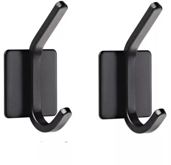 Set 2 Carlige tip cuier baie pentru prosop din otel inoxidabil NEGRU ...