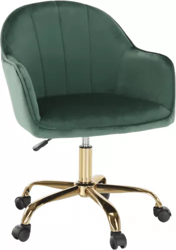 Fotoliu de birou verde material Velvet auriu EROL tk-0000255214 - cel.ro