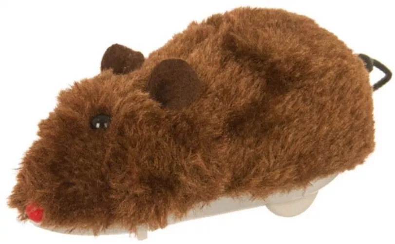 Jucarie pentru pisici in forma de soricel mecanic cu rotite Maro ...