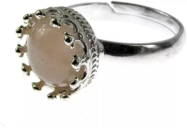 Inel argint reglabil coroana cu cuart roz natural 8 MM xww2_949755634 ...