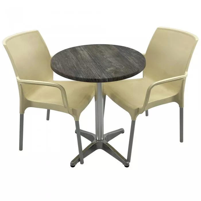 Set bistro de exterior masa rotunda 60cm Raki Olp Pine blat werzalit si ...