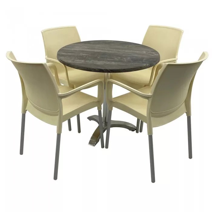 Set bistro de exterior masa rotunda 80cm Raki Olp Pine blat werzalit si ...