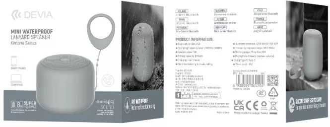 Boxa portabila Devia Kintone Series Mini Waterproof Bluetooth Grey DBPKSMWBG