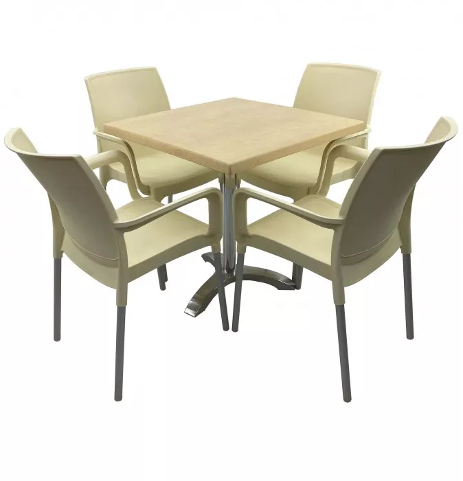 Set bistro de exterior masa patrata 80x80cm Raki Maple blat werzali si ...