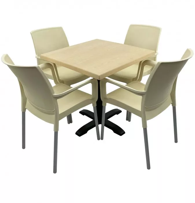 Set bistro de exterior masa patrata 80x80cm Raki Maple blat werzali si ...