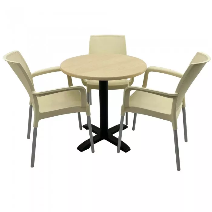 Set bistro de exterior masa rotunda 70cm Raki Maple blat werzalit si ...