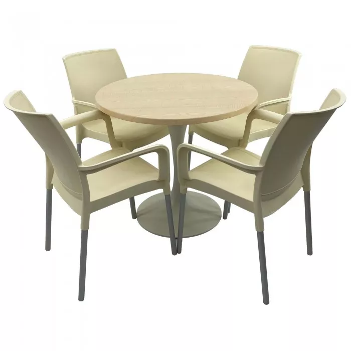 Set bistro de exterior masa rotunda 80cm Raki Maple blat werzalit si ...