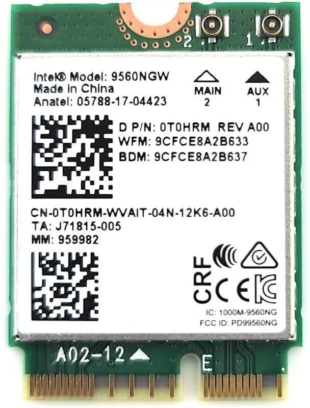 Placa de retea wireless Intel Dual Band Wireless-AC 9560 2x2 ...