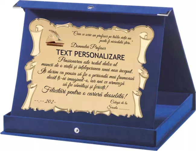 Placheta Cadou Pensionare Profesor CP015 - cel.ro