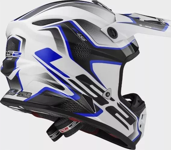 Casca Moto - ATV Off road LS2 MX456 COMPASS Alb - Albastru Marimea L ...