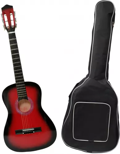Chitara clasica IdeallStore® 95 cm lemn Clasic rosu husa inclusa - cel.ro
