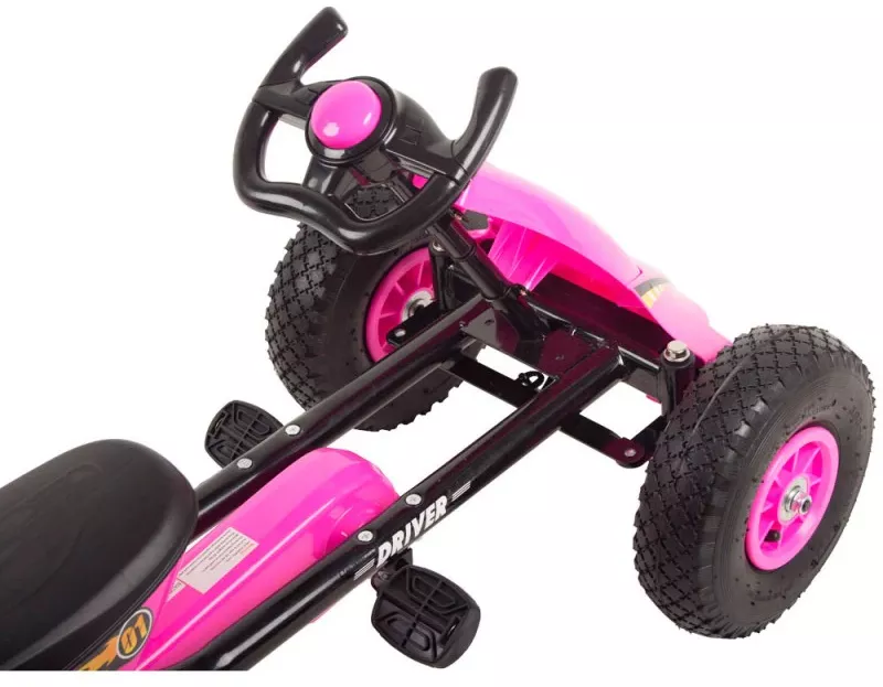 Kart cu pedale si roti gonflabile Driver Kidscare Roz kc_d01_roz - cel.ro