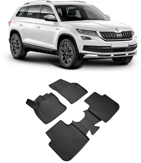 Set covorase auto din cauciuc tip tavita fit SKODA Kodiaq 3d 2017 - 2024 - cel.ro