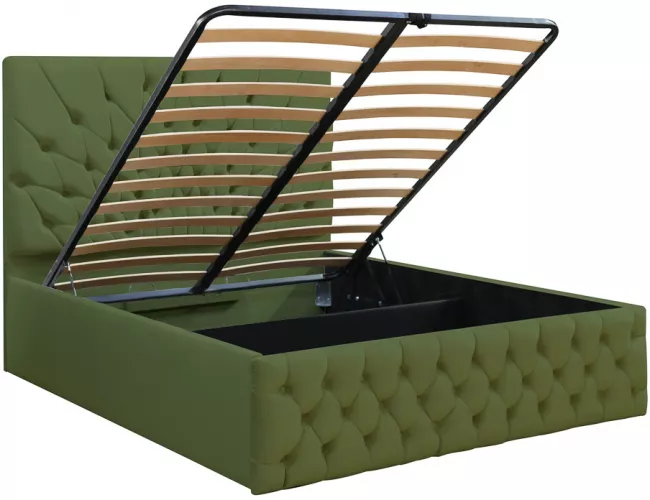 Pat dublu tapitat Carolina 140/200 cm kaki cu nasturi tapitati cu la CEL.ro