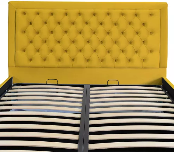 Pat dublu tapitat Louisiana Deluxe 120/200 cm culoare galben mustar cu ...