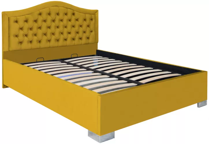 Pat dublu tapitat model Arizona cu picioare 180/200 cm culoare galben ...