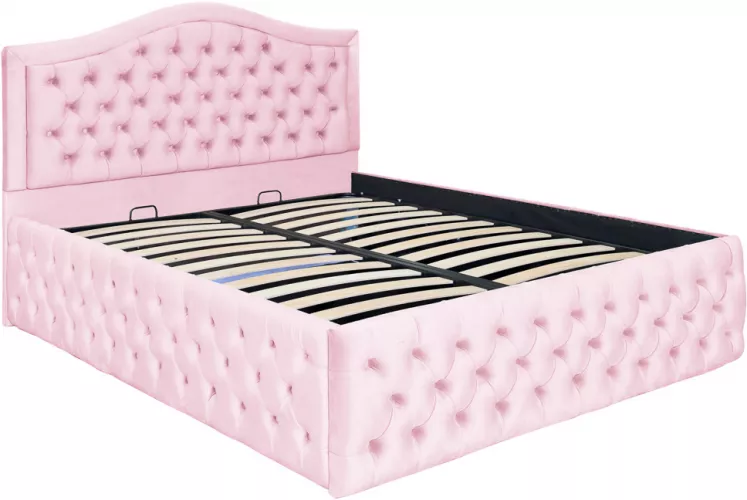 Pat dublu tapitat model Arizona Deluxe 160/200 cm culoare roz cu ...