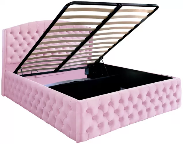 Pat dublu tapitat model Vancouver Deluxe 140/200 cm culoare roz cu ...