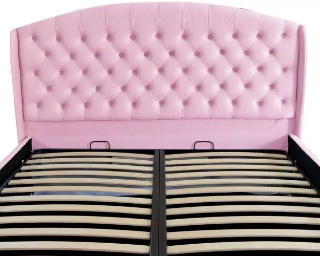 Pat dublu tapitat model Vancouver Deluxe 140/200 cm culoare roz cu ...