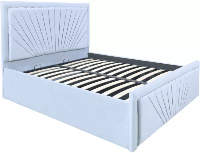 Pat dublu tapitat model Virginia 180/200 cm culoare gri deschis cu ...