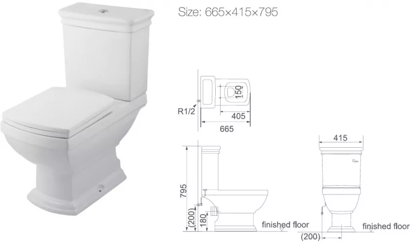 Vas WC Huida Clasic cu Rezervor si Capac Soft Close - Nano Glaze Self ...
