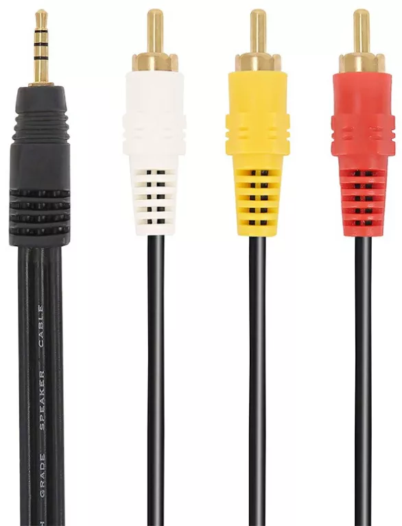 Cablu audio-video 3 RCA la Jack 3.5 mm 3 m Negru