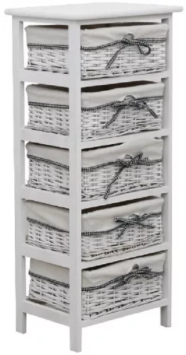 Comoda 5 cosuri alb antichizat RUBY 5 tk-0000105544 - cel.ro