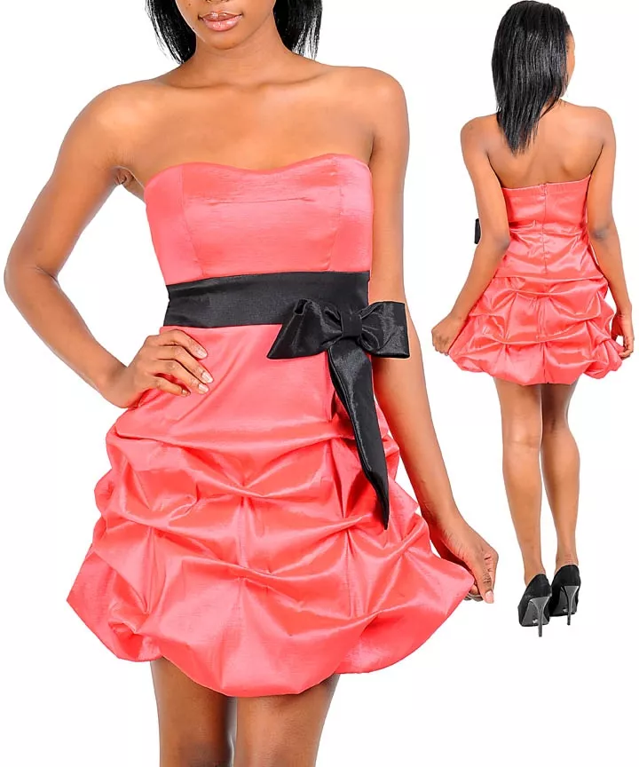 Rochie Coral cu Negru Stil Gogosar wsf135 - cel.ro