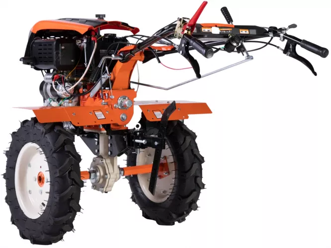 Motocultor cu plug reversibil mare si roti metalice 10 cp 418 cc DZ ...