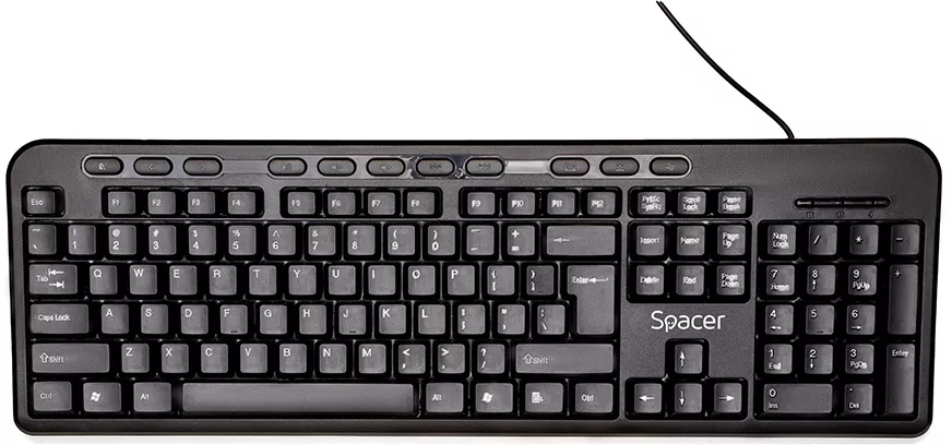 Tastatura USB Spacer Negru 104+11 Taste SPKB-169 - Ideal pentru Birou ...
