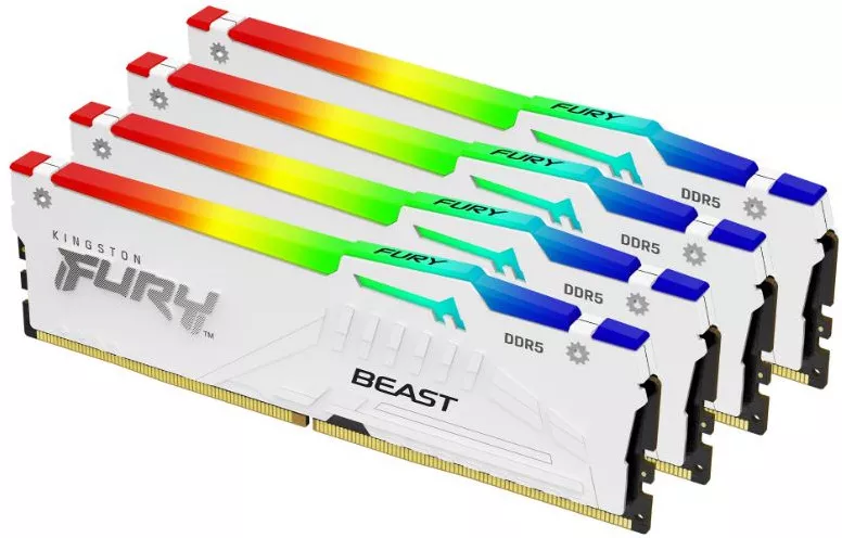 Memorie Kingston FURY Beast RGB White 128GB DDR5 5600MHz CL40 Quad Channel Kit