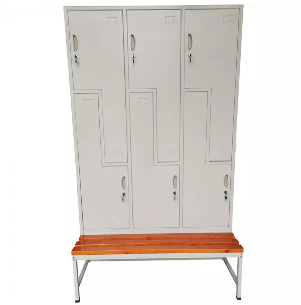 Vestiar metalic Premium 6 usi Z 3x2 si bancuta 1200x750x2200 mm LxlxH ...