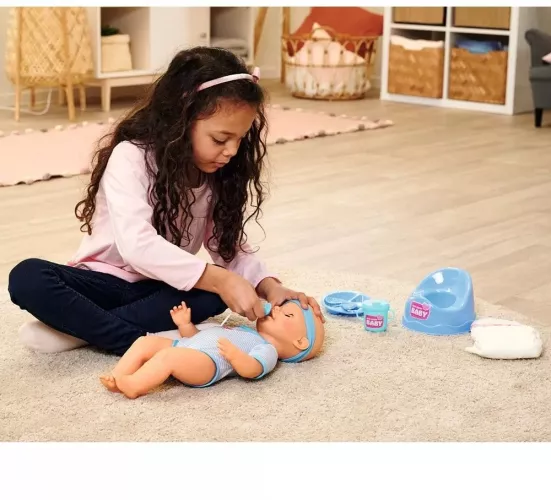 Papusa Simba New Born Baby Baby Doll 43 cm cu accesorii albastru