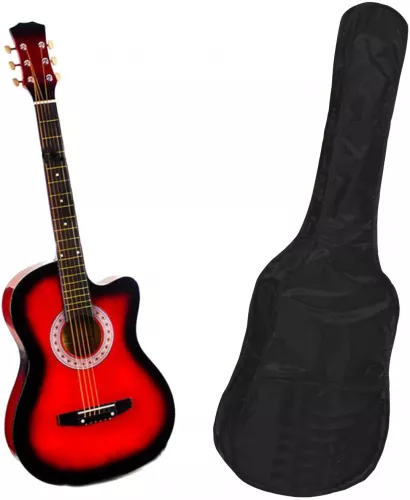 Chitara clasica din lemn 95 cm rosie husa nylon cadou set106g33+l147 - cel.ro