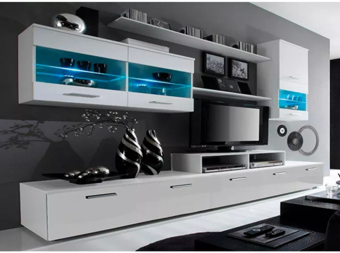 Mobilier living alb extra stralucire alba HG LEO tk-0000066456 - cel.ro