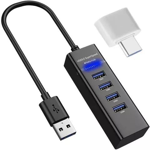 Hub USB 4 porturi USB 3.0 High Speed 5Gbps Universal Negru Iluminare ...
