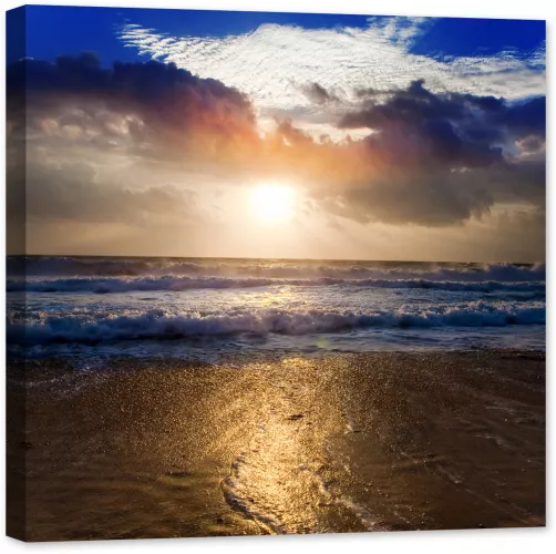 Tablou luminos in intuneric GlowforHome Apus de soare stralucitor peste ...
