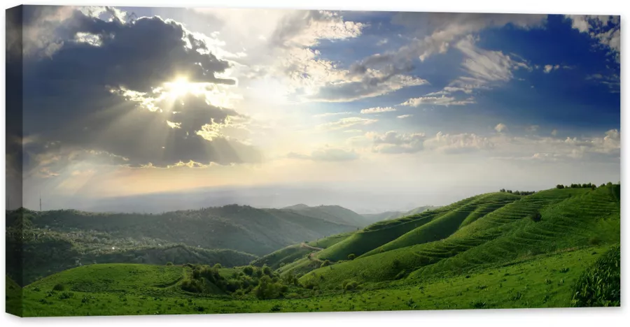 Tablou luminos in intuneric GlowforHome panorama Nori Raze de soare si ...