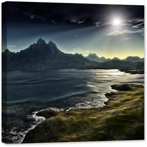 Tablou luminos in intuneric GlowforHome Peisaj Fantezie intunecata cu ...