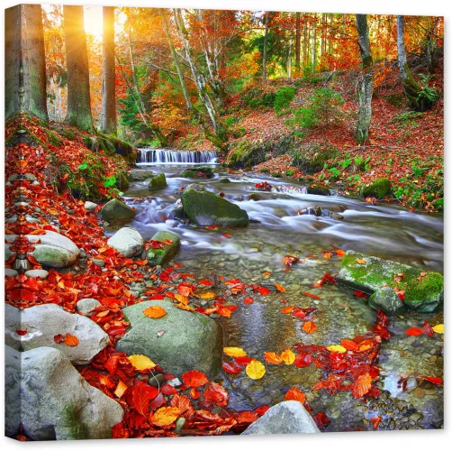 Tablou luminos in intuneric GlowforHome Rau de munte trecand prin ...