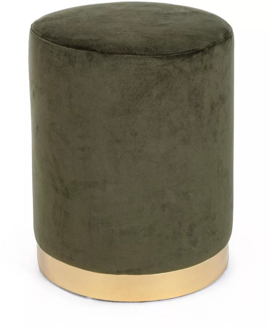 Taburet catifea verde cu baza metal aurie Lucilla Ø 35 cm x 40 h ...