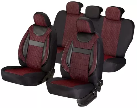 Huse scaune auto piele si textil Volkswagen Tiguan 2011-2015 Rosu nkye ...