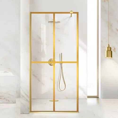 Paravan dus walk-in Aqua Roy and reg Gold model Basic auriu sticla 8 mm ...