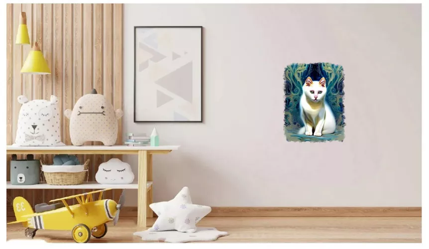 Sticker decorativ Pisica Alb 70 cm 9905ST jvmn_885753623