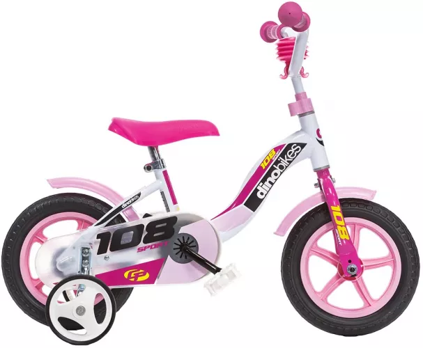 Bicicleta copii Dino Bikes 10 inch 108 Sport alb si roz db-108l-0509-wp ...